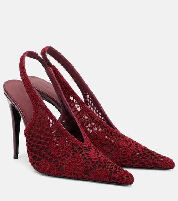 Magda Butrym 105 Crochet Slingback Pumps - Burgundy