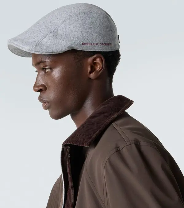 Brunello Cucinelli Embroidered Virgin Wool Flannel Cap