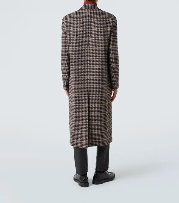 Saint Laurent Houndstooth Wool Overcoat