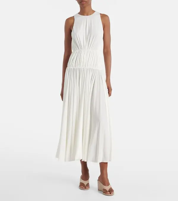 Alaïa Gathered Jersey Maxi Dress - White