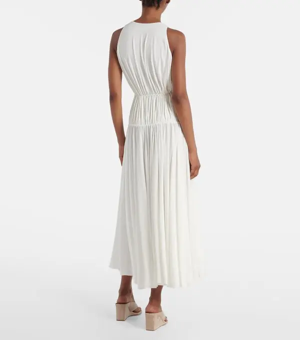 Alaïa Gathered Jersey Maxi Dress - White