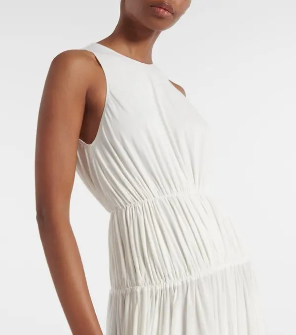 Alaïa Gathered Jersey Maxi Dress - White