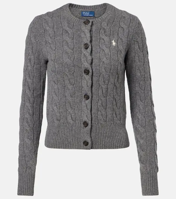 Polo Ralph Lauren Cable-knit Wool And Cashmere Cardigan - Grey