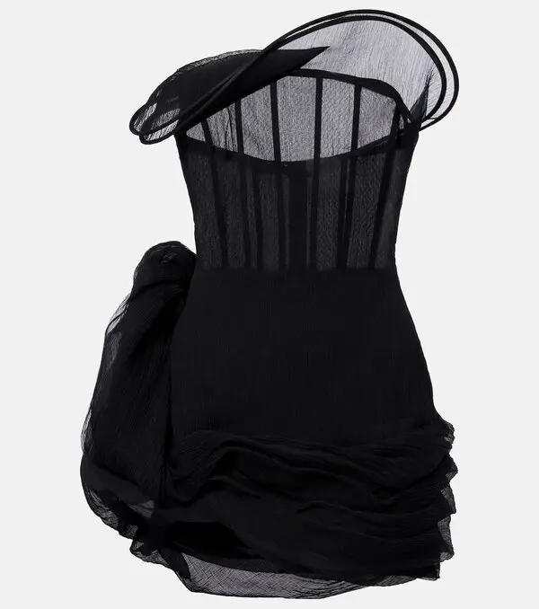 Magda Butrym Floral-appliqué Tulle Corset Dress - Black