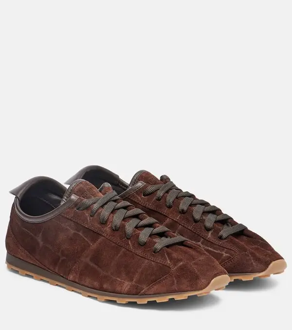 Jacquemus Tennis Croc-effect Suede Sneakers - Brown
