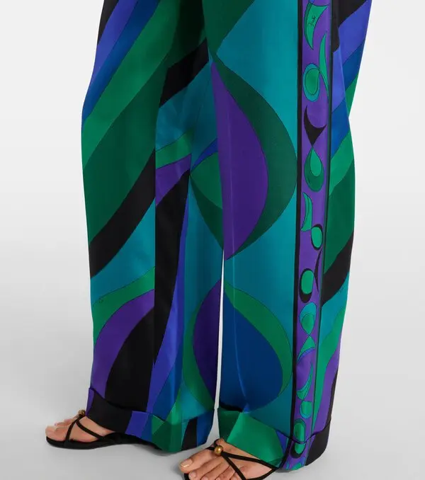 Emilio Pucci Printed Wide-leg Silk Pants
