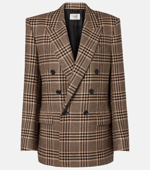 Saint Laurent Double-breasted Silk And Cashmere Blazer - Beige