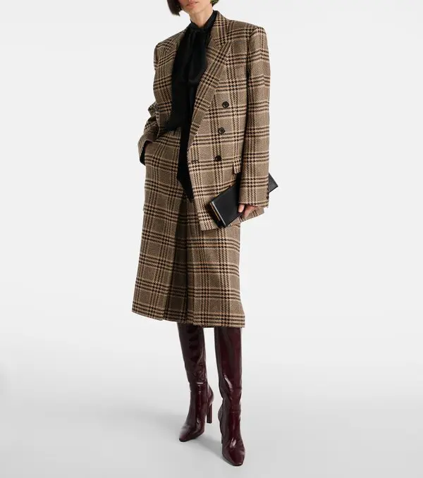 Saint Laurent Double-breasted Silk And Cashmere Blazer - Beige