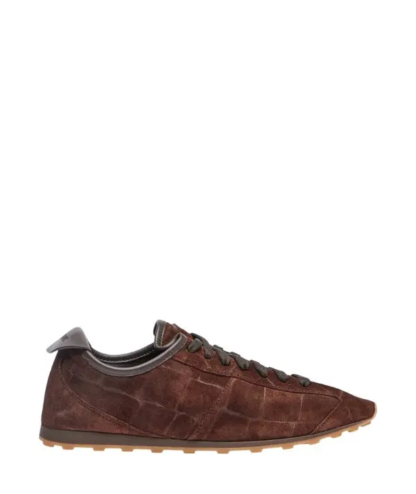 Jacquemus Tennis Croc-effect Suede Sneakers - Brown