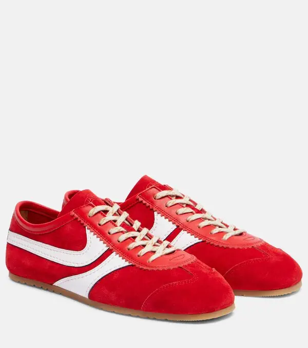 Dries Van Noten Leather-trimmed Suede Sneakers - Red