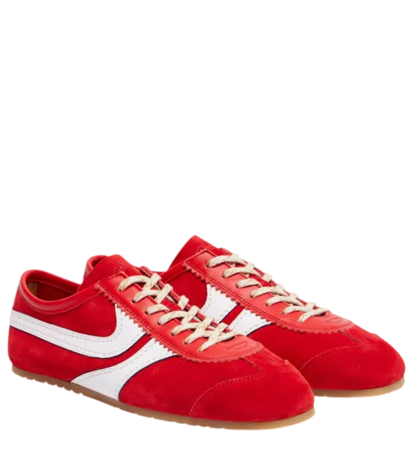 Dries Van Noten Leather-trimmed Suede Sneakers - Red