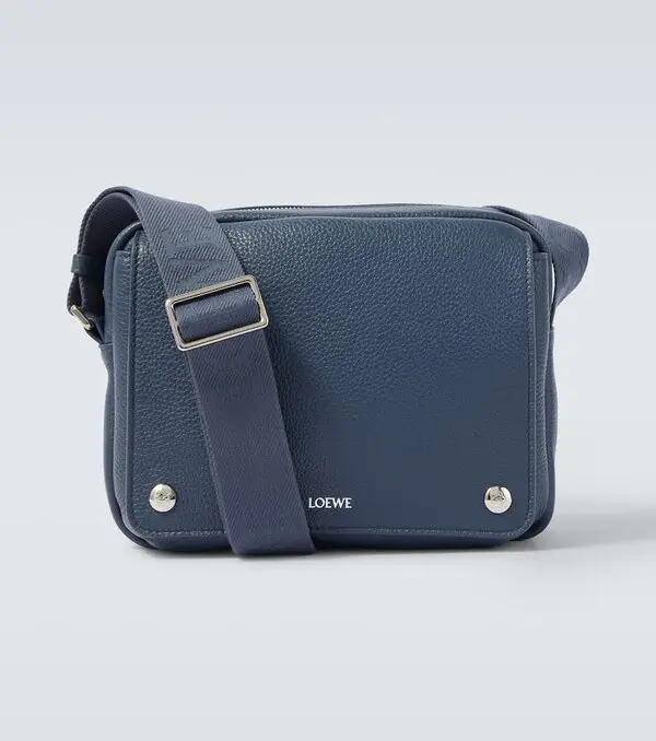 Loewe Pebble Medium Leather Messenger Bag - Blue