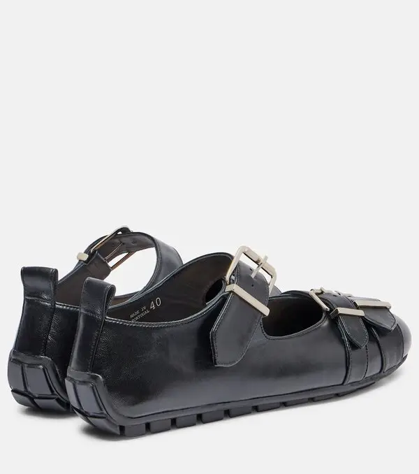 Simone Rocha Buckle Ballerina Leather Ballet Flats - Black