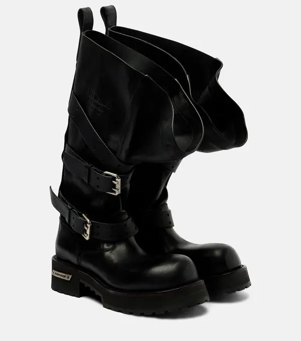 Balenciaga Venom Leather Combat Boots - Black