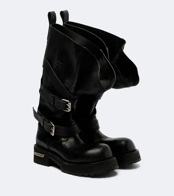 Balenciaga Venom Leather Combat Boots - Black