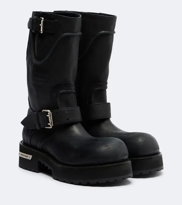 Balenciaga Venom Leather Combat Boots - Black