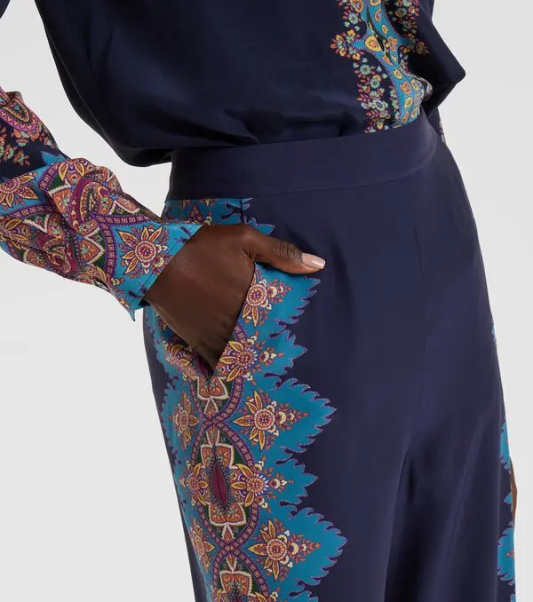 Etro Printed Silk Crêpe De Chine Straight Pants