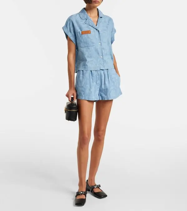 Versace Barocco Denim Chambray Shorts