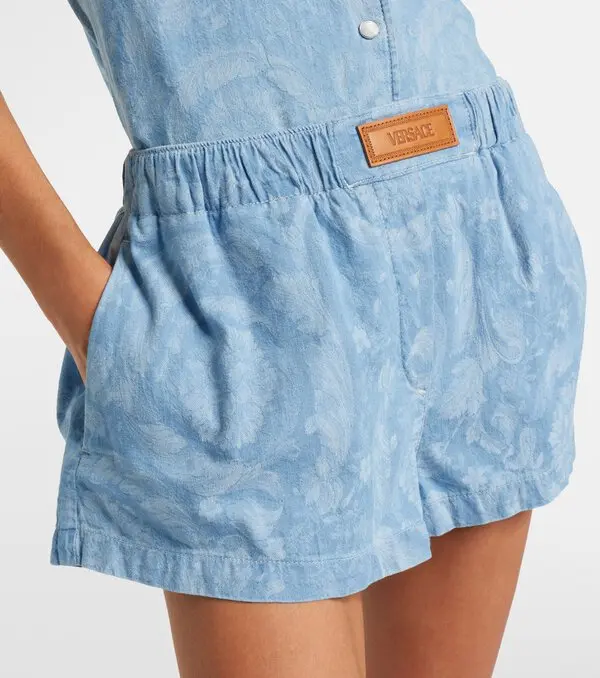 Versace Barocco Denim Chambray Shorts