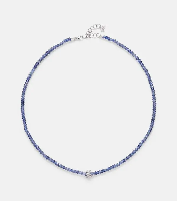 SUZANNE KALAN 18kt White Gold Necklace With Sapphires And Diamonds - Blue