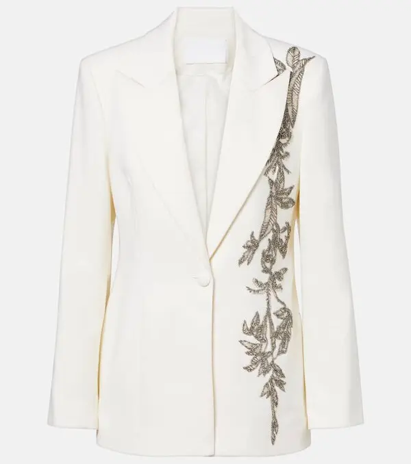 Costarellos Ilesia Embellished Wool-blend Blazer - White