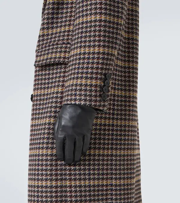 Saint Laurent Houndstooth Wool Overcoat