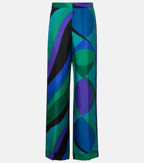 Emilio Pucci Printed Wide-leg Silk Pants