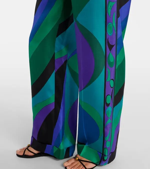 Emilio Pucci Printed Wide-leg Silk Pants