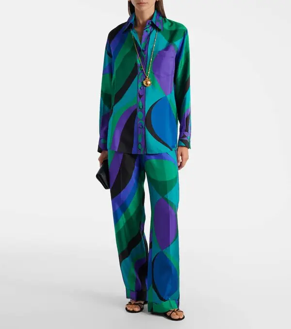 Emilio Pucci Printed Wide-leg Silk Pants