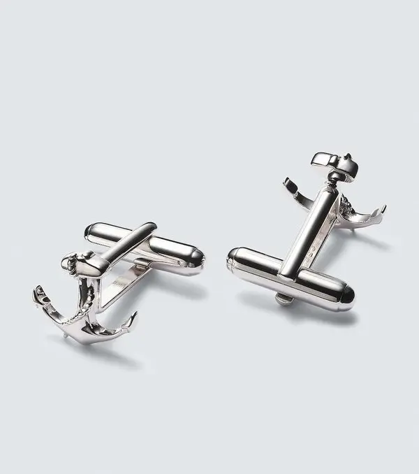 Mateo Anchor Rhodium-plated Sterling Cufflinks