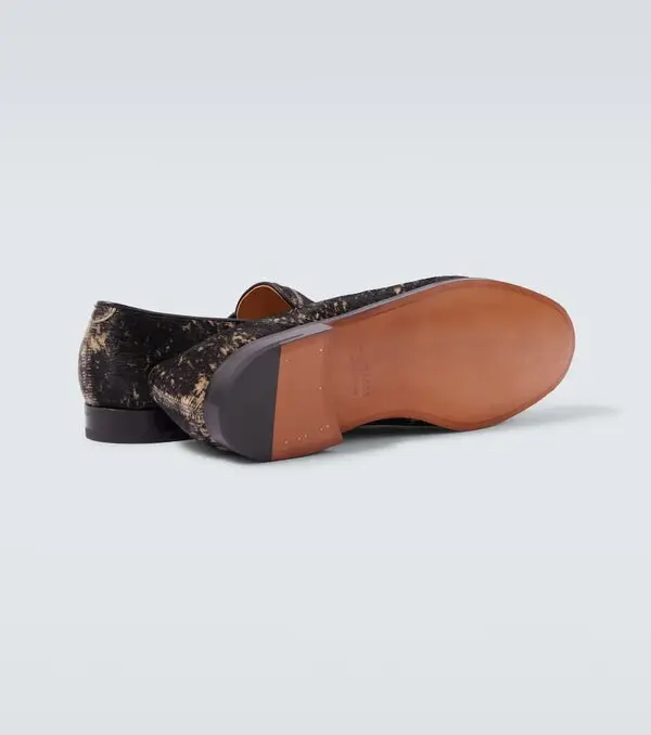 John Lobb Savanna Calf Hair Penny Loafers - Black