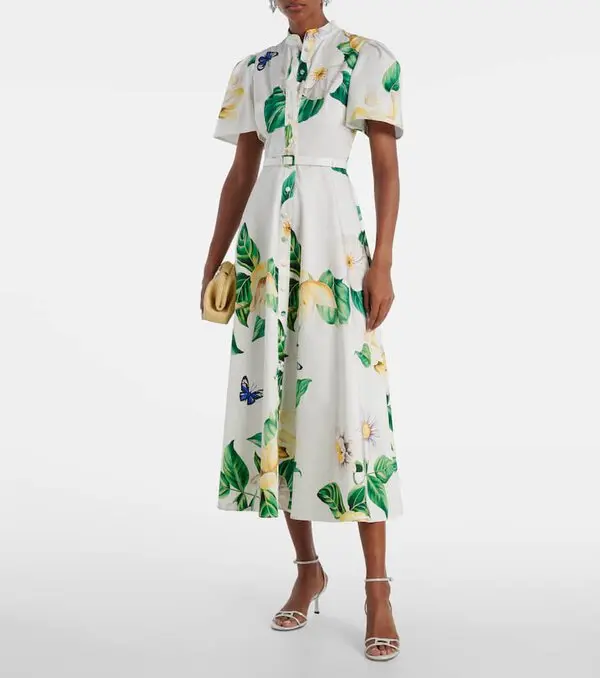 LEO LIN Bianca Floral Cotton Shirt Dress