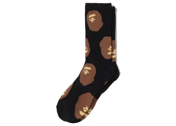 BAPE Ape Head Pattern Socks - Black