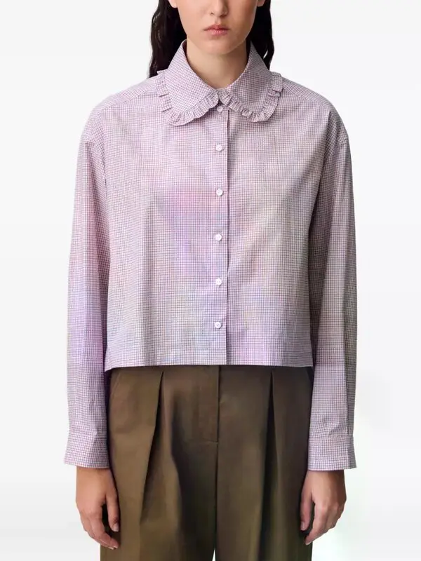 Claudie Pierlot Ruffled-collar Checked Shirt