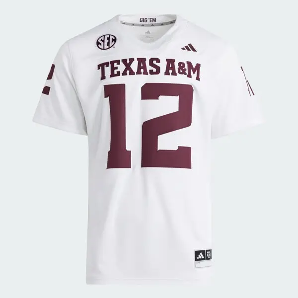 Adidas Texas A&m Aggies Premier Away Football Jersey - White