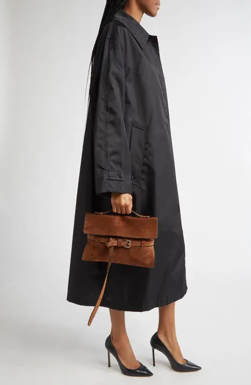 Moschino Suede Clutch With Adjustable Belt - Brown