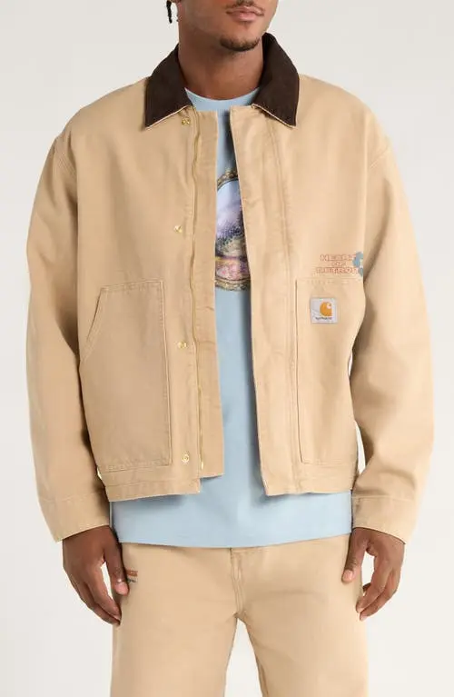 Carhartt Work In Progress Og Arcan Graphic Organic Cotton Canvas Jacket - Dusty Heather Brown/tobacco