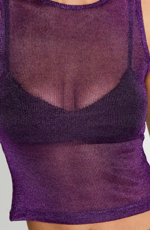 Princess Polly Metallic Sheer Mesh Tank
