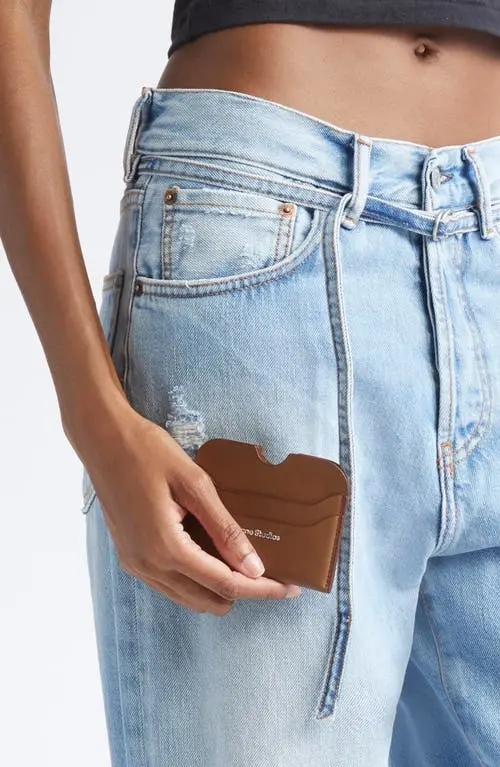 Acne Studios Large Elmas Leather Card Holder - Camel Brown
