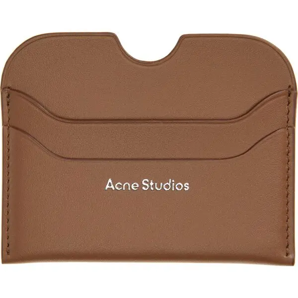 Acne Studios Large Elmas Leather Card Holder - Camel Brown