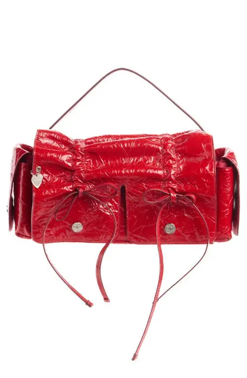 Acne Studios Multipocket Crinkle Patent Leather Top Handle Bag