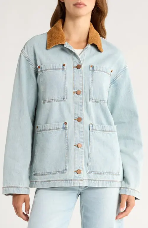 Blanknyc Corduroy Collar Denim Shacket