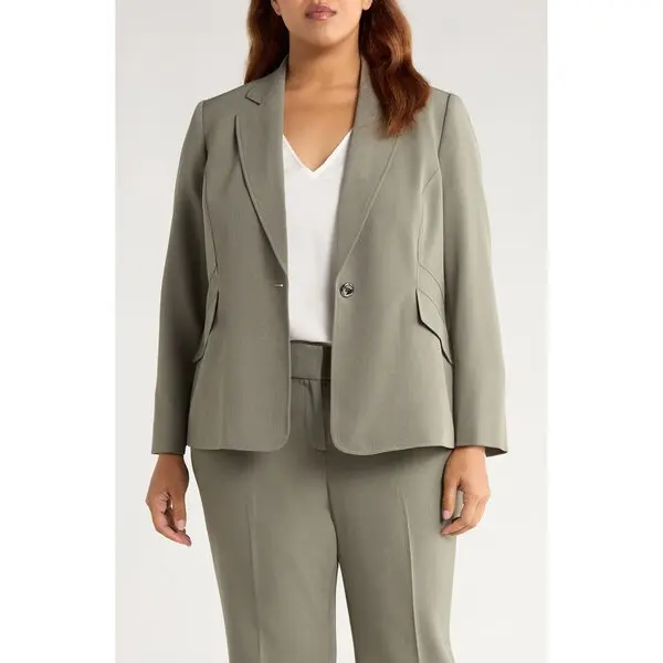 KASPER Single-button Blazer - Dark Sea Stone