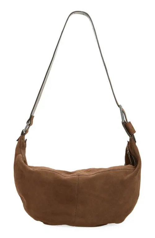 ALLSAINTS Luna Suede Shoulder Bag - Fango Brown