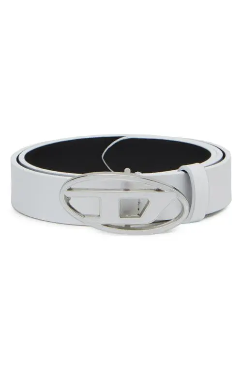 DIESEL® Oval D Buckle Leather Belt - White