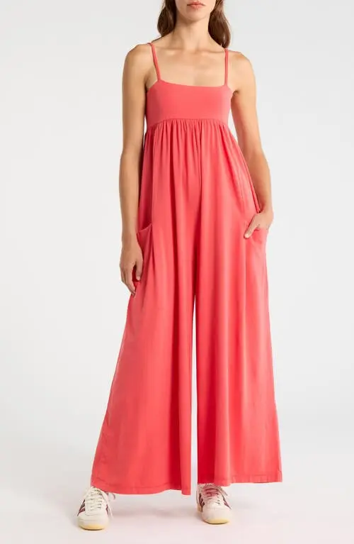 Free People Hot Shot Strappy Jumpsuit - Grapefruit