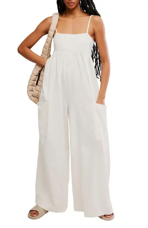 Free People Hot Shot Strappy Jumpsuit - Ivory