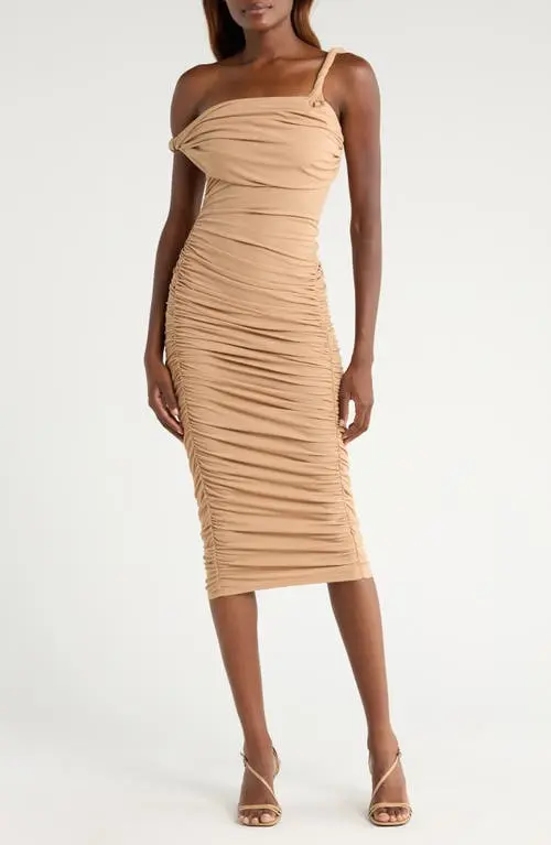 slim fit dress slacks Asymmetrical Neckline Crepe Midi Dress Navy  Roland Mouret