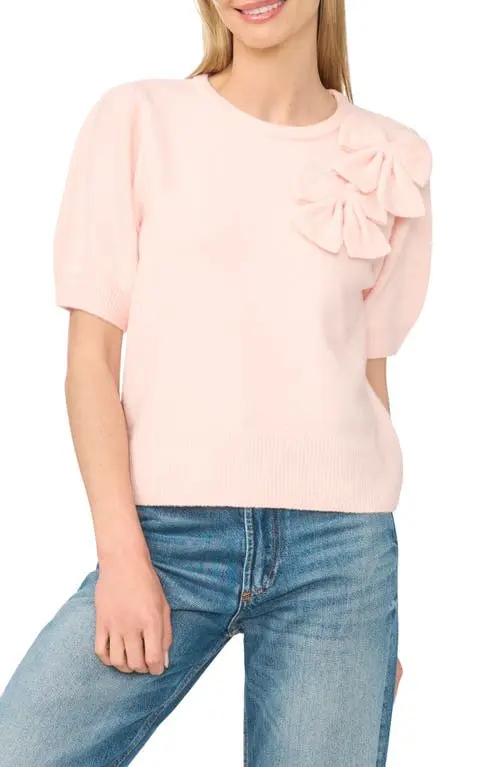 CECE DUPRAZ Puff Sleeve Sweater With Bow Detail - Blushing Bride