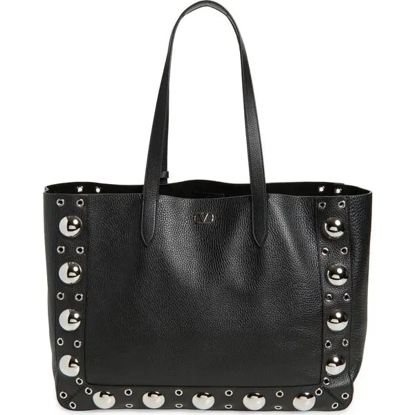 Valentino Garavani Nellcôte Large Leather Tote - Black